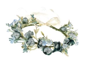 ddazzling green leaf crown boho leaf crown eucalyptus halo wedding woodland crown photo prop (flower blue)