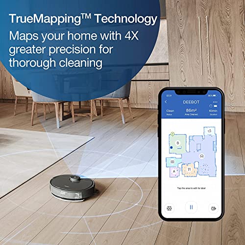 ECOVACS Deebot - N8+ Vacuum & Mop Robot with Advanced Laser Mapping and Auto-Empty Station For Carpet, Hard Floor - Black (Renewed)