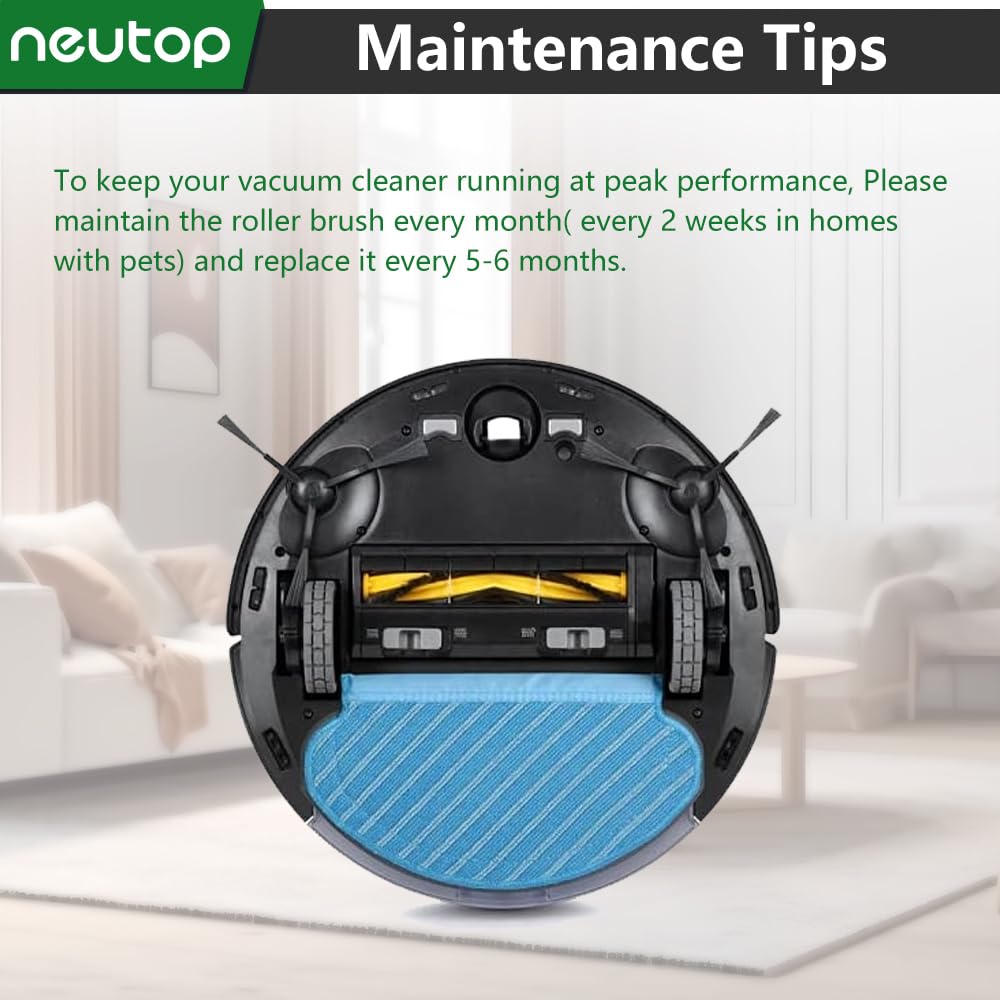 neutop Brush Rollers Compatible with Ecovacs Deebot OZMO 920, 950, T5, T8 aivi, T9, N8 Pro, X1 Turbo, X1 Plus, T10 Plus, N10 Plus, yeedi vac, vac max, vac station, vac 2 pro, Robot Vacuums, 2-Pack.