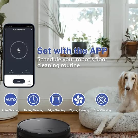 Robot Vacuum and Mop Combo, WiFi/App/Alexa, Robotic Vacuum Cleaner with Schedule, 2 in 1 Mopping Robot Vacuum with Watertank and Dustbin, Self-Charging, Slim, Ideal for Hard Floor, Pet Hair, Carpet