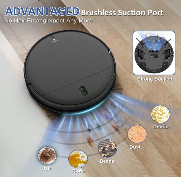 Robot Vacuum and Mop Combo, WiFi/App/Alexa, Robotic Vacuum Cleaner with Schedule, 2 in 1 Mopping Robot Vacuum with Watertank and Dustbin, Self-Charging, Slim, Ideal for Hard Floor, Pet Hair, Carpet