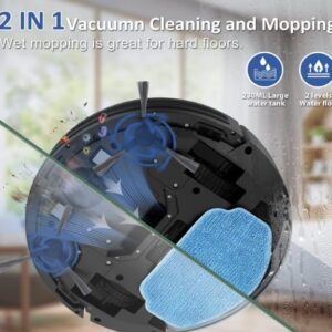 Robot Vacuum and Mop Combo, WiFi/App/Alexa, Robotic Vacuum Cleaner with Schedule, 2 in 1 Mopping Robot Vacuum with Watertank and Dustbin, Self-Charging, Slim, Ideal for Hard Floor, Pet Hair, Carpet