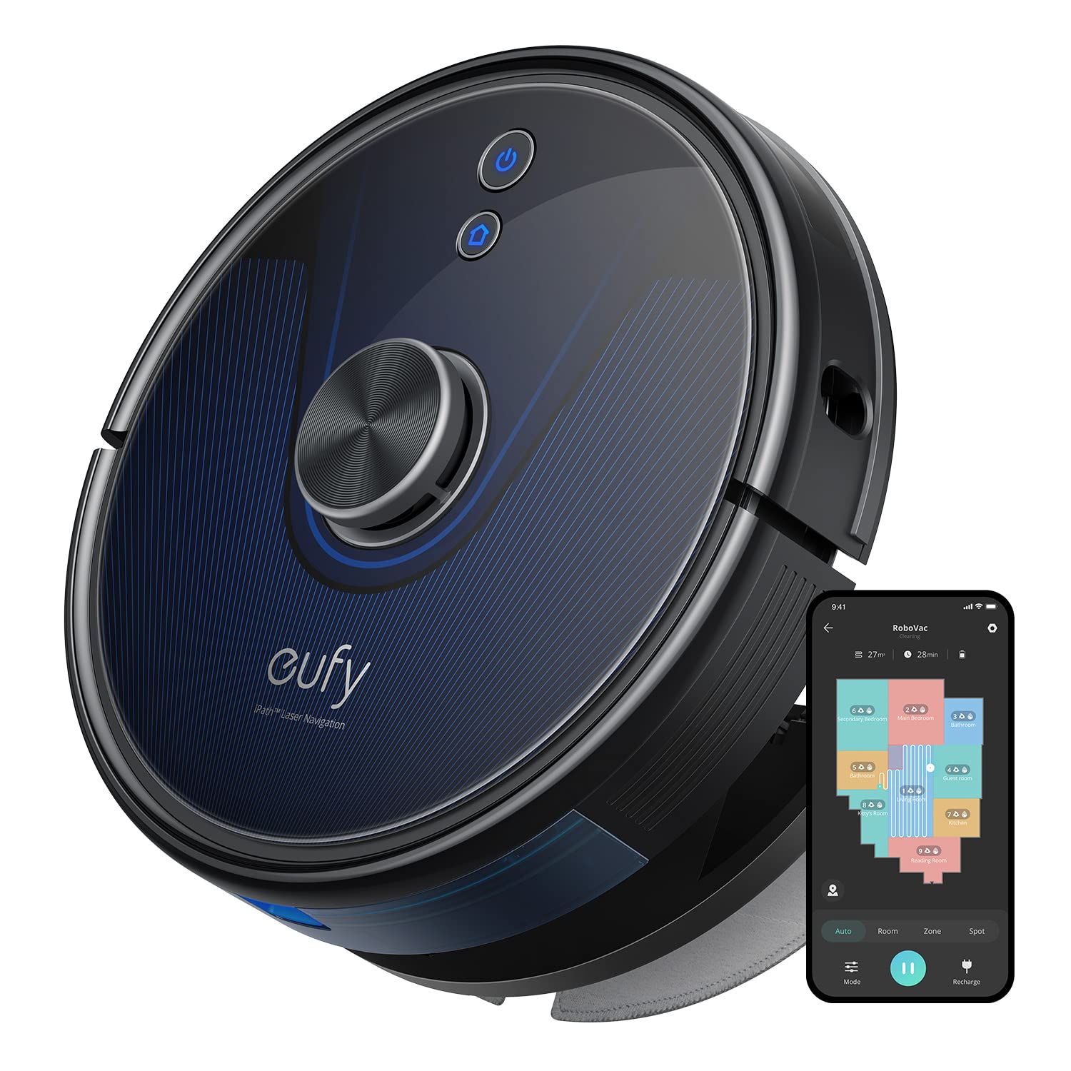 eufy RoboVac L35 Hybrid Robot Vacuum and Mop with 3,200Pa Ultra Strong Suction, iPath Laser Navigation,Multi Floor Mapping,Advanced App Control,Controllable Water Tank,Compatible with Alexa(Renewed)