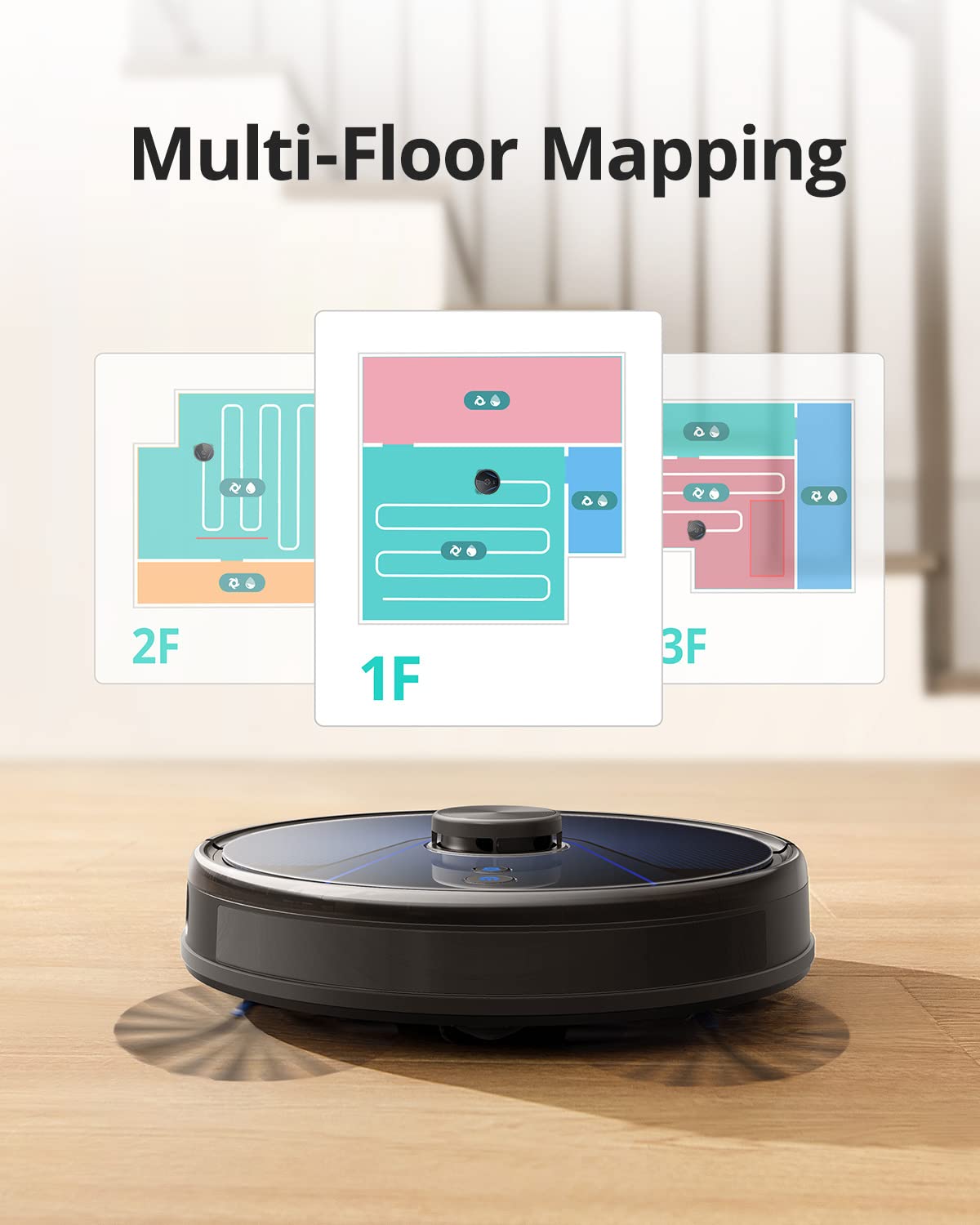 eufy RoboVac L35 Hybrid Robot Vacuum and Mop with 3,200Pa Ultra Strong Suction, iPath Laser Navigation,Multi Floor Mapping,Advanced App Control,Controllable Water Tank,Compatible with Alexa(Renewed)