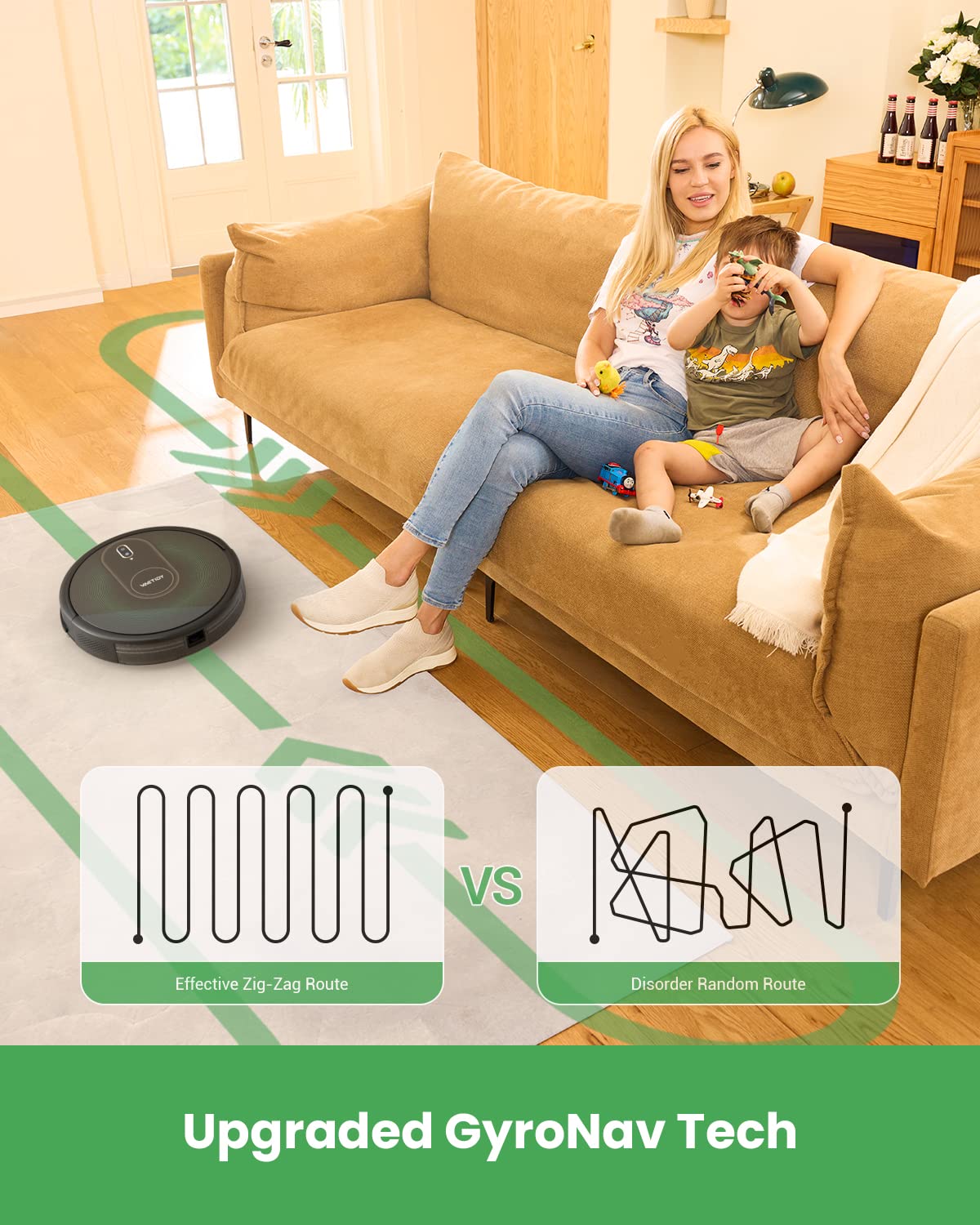 Vactidy Nimble T8 Robot Vacuum and Mop Combo, Robot Vacuum Cleaner with GyroNav Navigation, Siri/APP/Alexa/WiFi, Super Slim, Self-Charging Robotic Vacuums, Good for Hard Floor, Carpet, Pet Hair