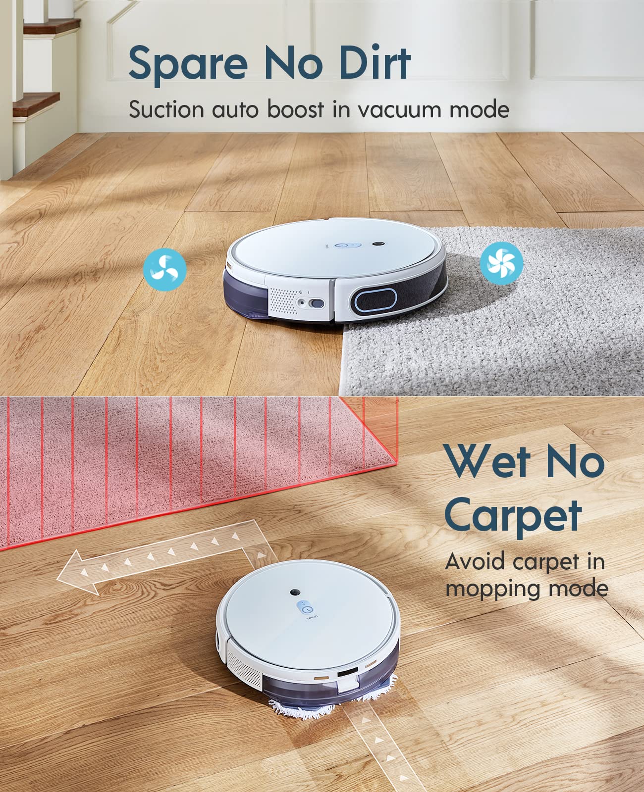 Yeedi mop Station pro Robot Vacuum and Mop, Self-Cleaning 3 in 1, Robotic Vacuum with Dual Power Spin Mopping, 3000Pa Suction, Smart Mapping, Carpet Detection, Pet-Friendly Design with 750ml Dustbin