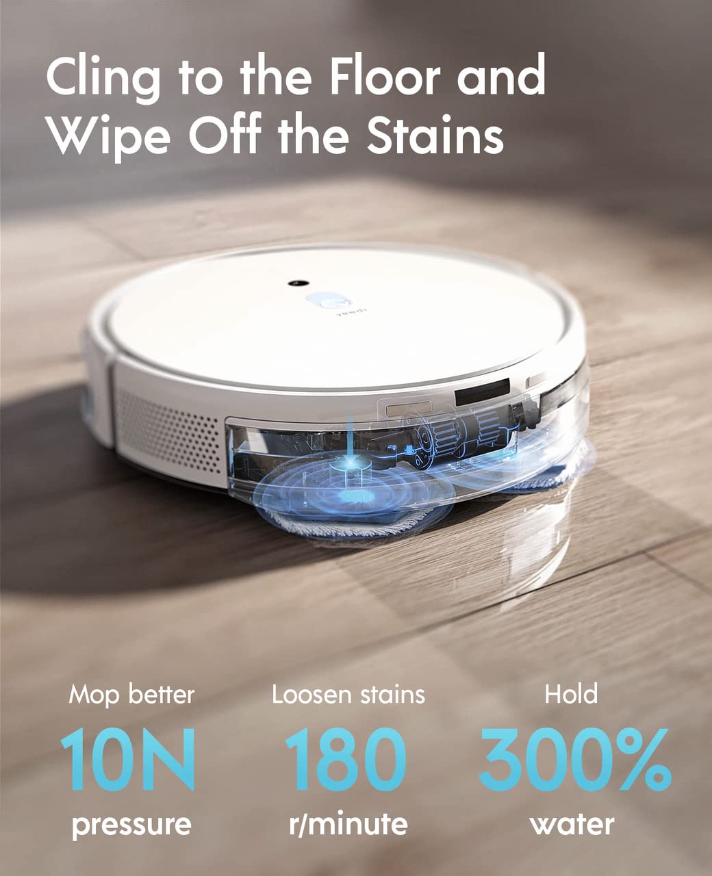 Yeedi mop Station pro Robot Vacuum and Mop, Self-Cleaning 3 in 1, Robotic Vacuum with Dual Power Spin Mopping, 3000Pa Suction, Smart Mapping, Carpet Detection, Pet-Friendly Design with 750ml Dustbin