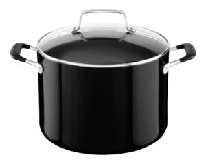 kitchenaid aluminum nonstick 8.0 quart stockpot with lid - onyx black, medium