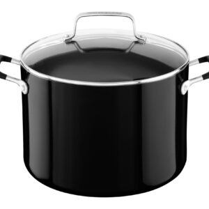 KitchenAid Aluminum Nonstick 8.0 quart Stockpot with Lid - Onyx Black, Medium