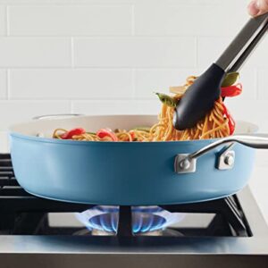 KitchenAid Hard Anodized Ceramic Nonstick Sauté Pan with Lid, 5 Quart, Blue Velvet