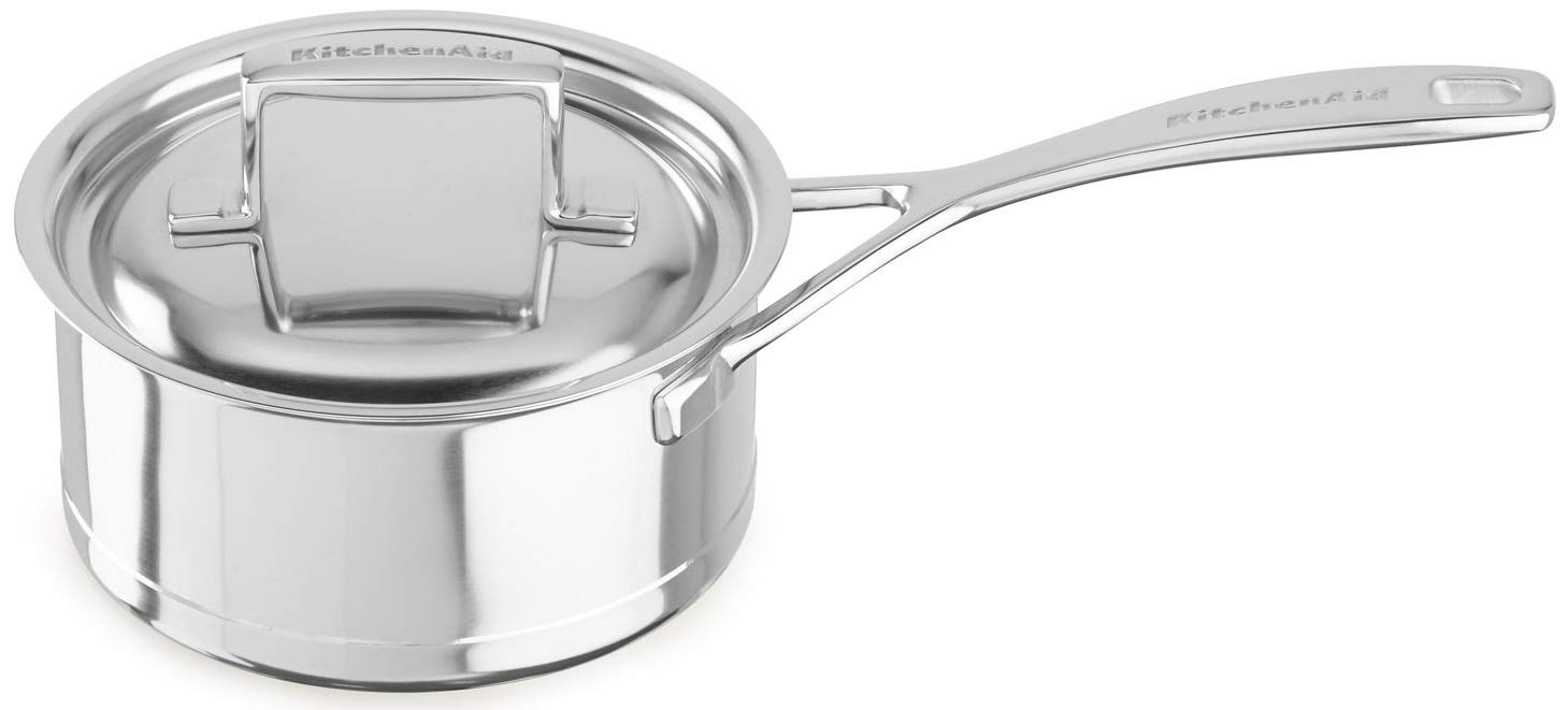 KitchenAid KCC720PSST Professional Stainless Steel 3-Quart 8" Saucepan with Lid 7-Ply