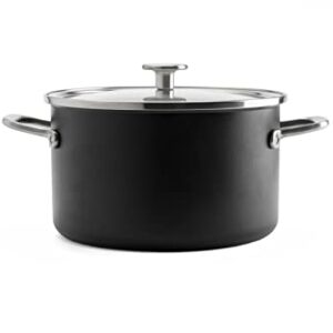 KitchenAid Steel Core Enamel 20 cm/3.7 Litre Casserole with Lid, German Engineered Enamel, Induction, Oven Safe, Matte Black