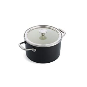 KitchenAid Steel Core Enamel 20 cm/3.7 Litre Casserole with Lid, German Engineered Enamel, Induction, Oven Safe, Matte Black