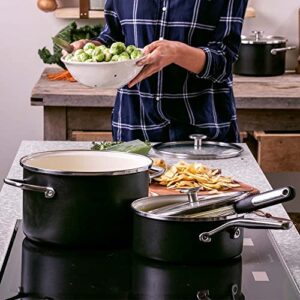 KitchenAid Steel Core Enamel 20 cm/3.7 Litre Casserole with Lid, German Engineered Enamel, Induction, Oven Safe, Matte Black