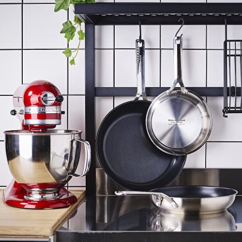 KitchenAid Stainless Steel PFAS-Free Healthy Ceramic Non-Stick 28 cm Frying Pan, Clad, Induction, Oven Safe, Silver