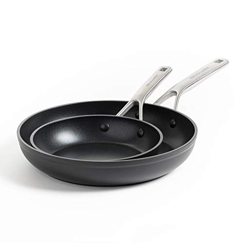 KitchenAid Forged Hardened Hard Anodized PFAS-Free Ceramic Non-Stick, 20cm and 28cm Frying Pan Set, Induction, Oven Safe, Dishwasher Safe, Black