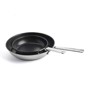 kitchenaid stainless steel non-stick 20cm and 28cm frying pan set, silver