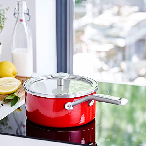 KitchenAid Steel Core Enamel 16cm/1.3 Litre Saucepan, Empire Red