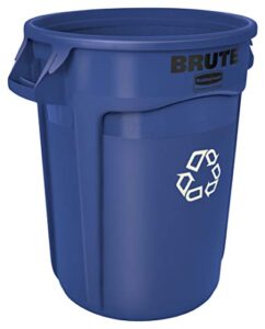 rubbermaid commercial products brute heavy-duty round recycling/composting bin, 20-gallon, recycle, trash can/waste container for home/garage/bathroom/outdoor/driveway