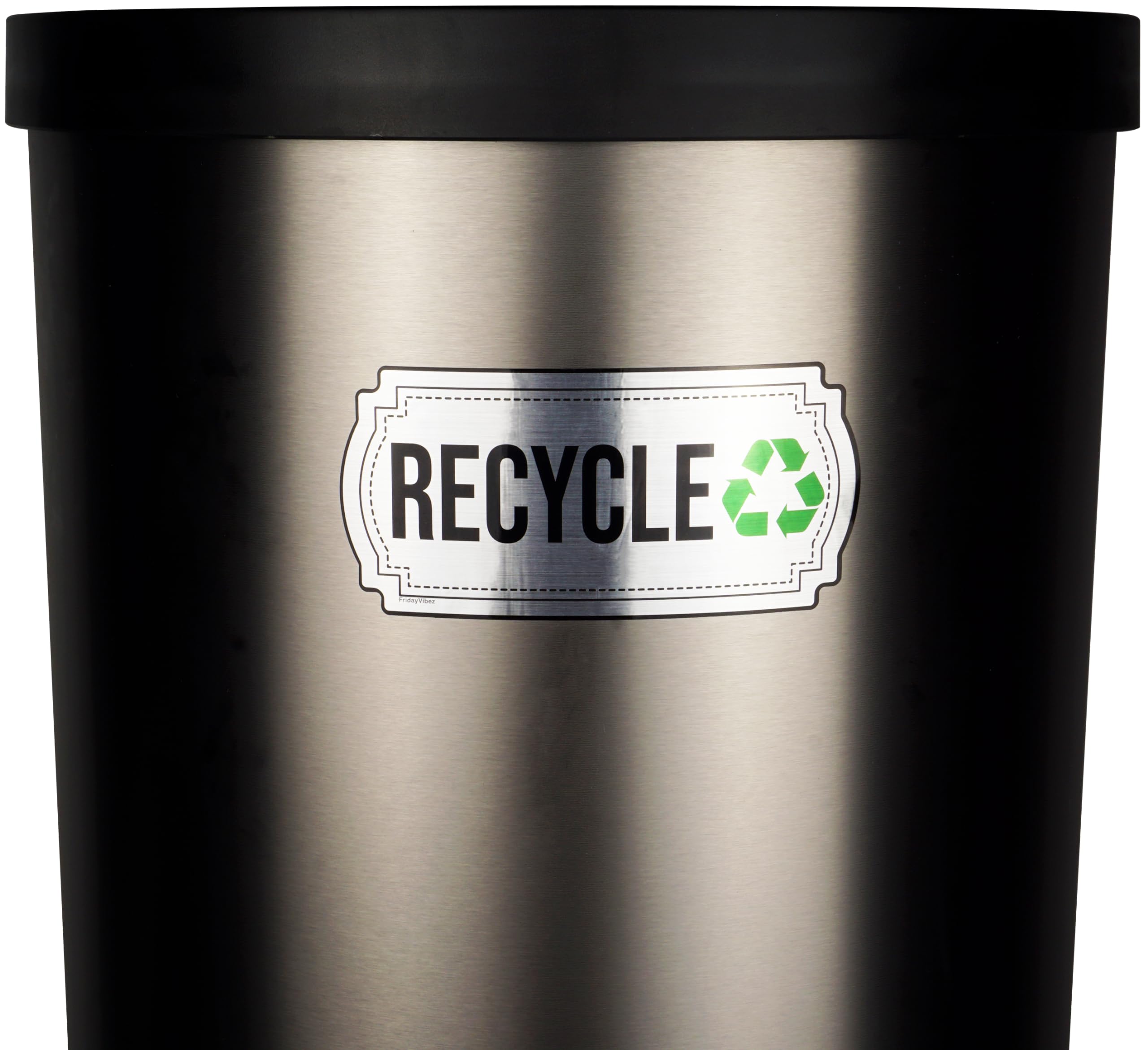 Recycle and Trash Stickers for Kitchen Trash Cans and Recycling Bins, Indoor Trash and Recycle Sticker Combo for Garbage Can Logo Symbol, 2 Silver Decals, 6.5" x 3" Elegant Style with Split-back