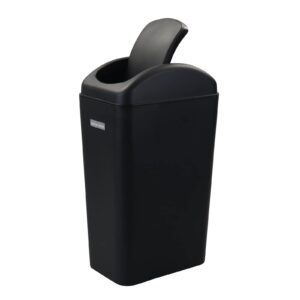 buyitt 3.5-gallons/13-liter wastebasket trash container, small slim recycling bin for home/bathroom/bedroom/office/under desk, black