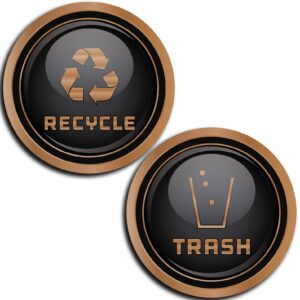 Recycle and Trash Logo magnetic sticker - Elegant Metal Look for Trash Cans, Containers - Flexible Rubber Material (Copper, XSmall)