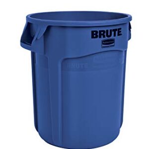 Rubbermaid Commercial Products BRUTE Heavy-Duty Round Trash/Garbage Can, 10-Gallon, Blue, Waste Container Home/Garage/Mall/Office/Stadium/Bathroom, Plastic material