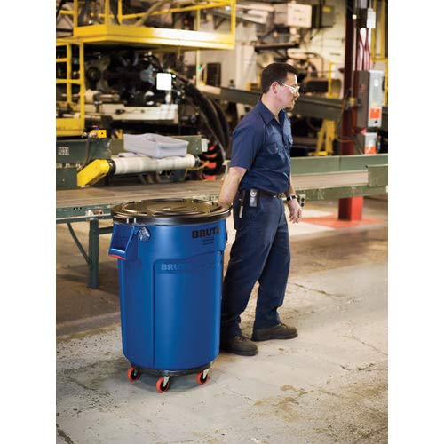 Rubbermaid Commercial Products BRUTE Heavy-Duty Round Trash/Garbage Can, 10-Gallon, Blue, Waste Container Home/Garage/Mall/Office/Stadium/Bathroom, Plastic material