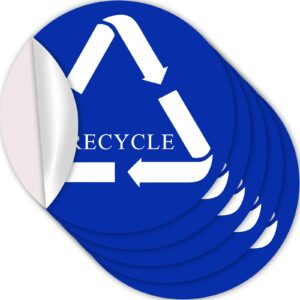 ramieyoo design recycle sticker,5 pack recycle sign decals,self-adhesive recycling stickers,recycle and trash vinyl for trash can 5 * 5 inches (recycle labels/blue)