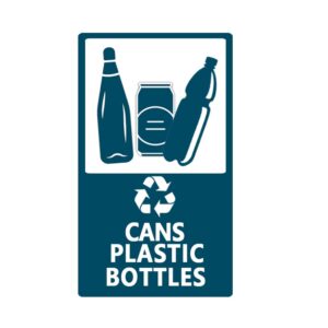 self adhesive recycle sign decals for trash,8x4 inch cans and bottle only stickers,6 pcs per pack.