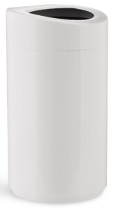 safco open-top modern trash can, durable & puncture-resistant stainless steel, 14 gallon, white