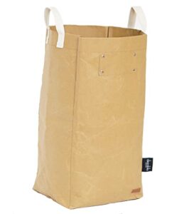 deeablo new york sustainable reusable, highly versatile, washable paper bag for recycling, multipurpose recycling basket, recycling bag, laundry basket (brown)