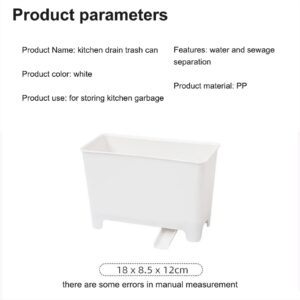 HASMI Garbage bin Kitchen Drain Trash Can Kitchen Waste Bin Countertop Garbage Cans Recycle Rubbish Bin Dry Wet Separation Storage Bucket Trash Can