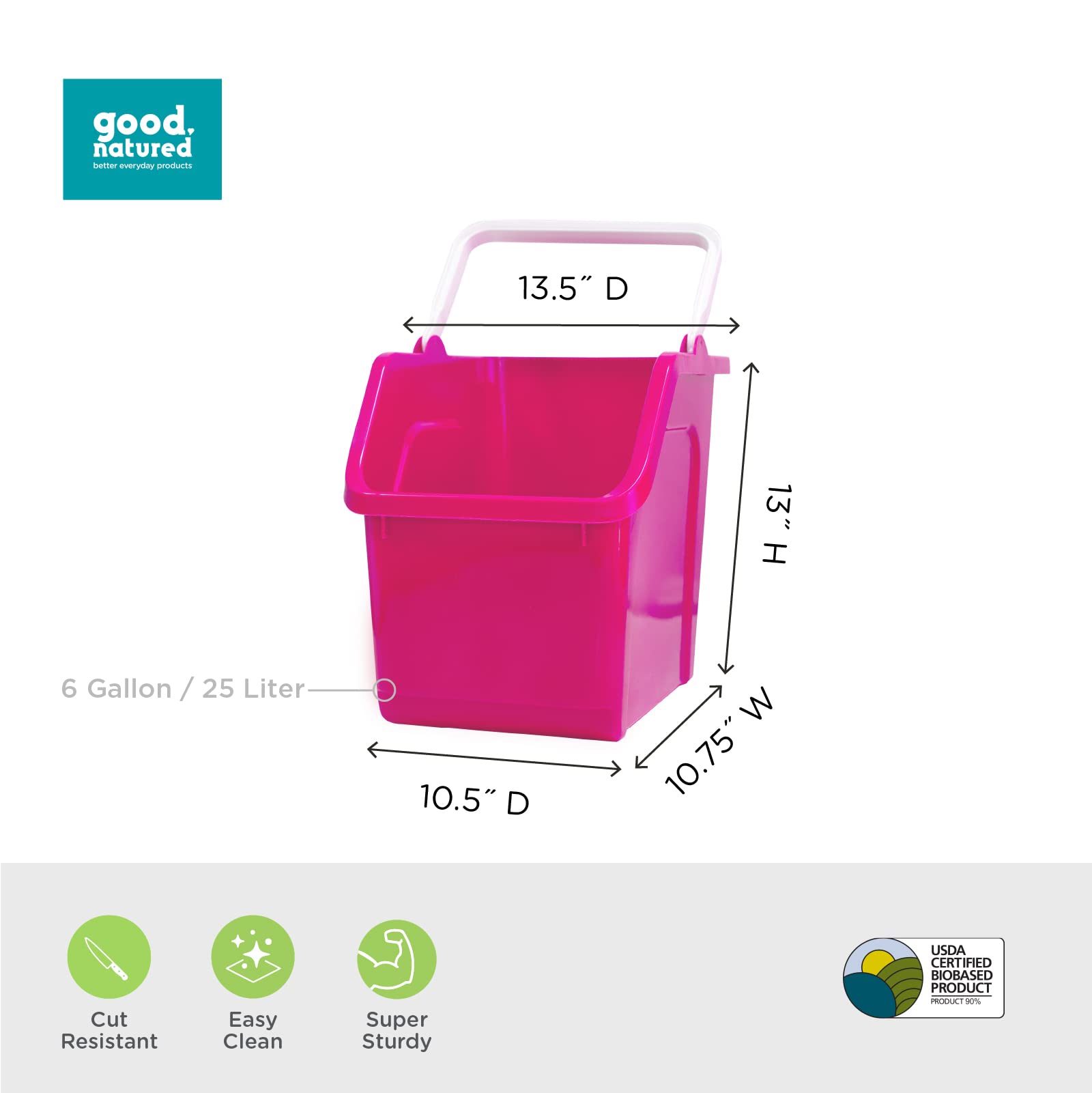 good natured Stackable Recycle Bin with Handle - 6 Gallon / 25 Liter - Kitchen, Home & Indoor Use - Compact & Small Recycling Bins 3 Pack