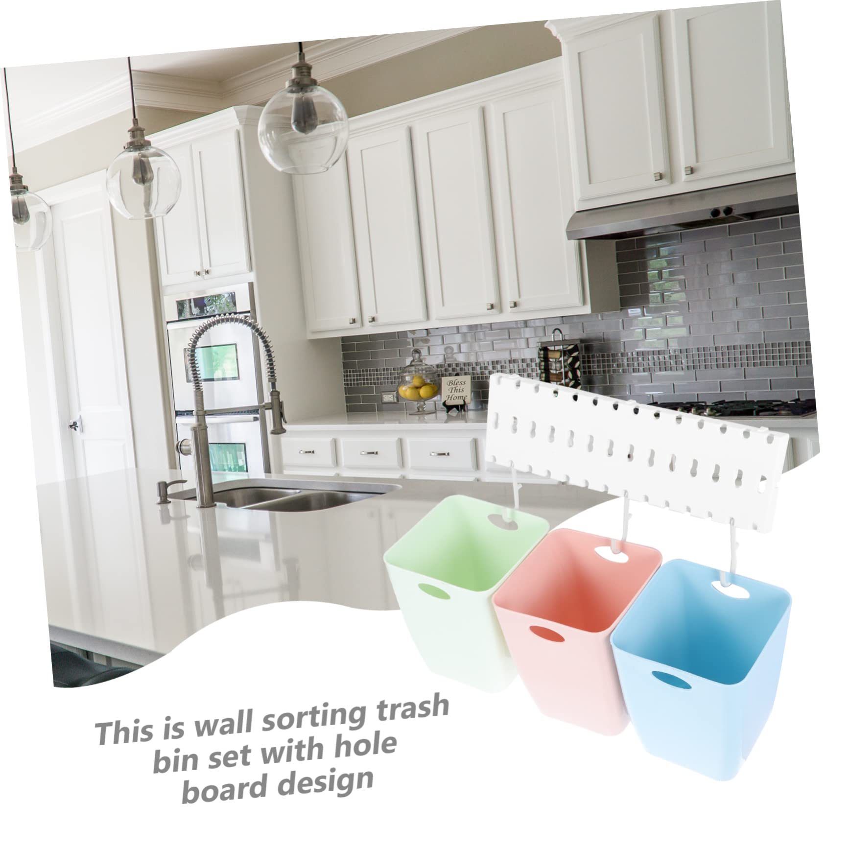 Zerodeko 3 Sets Sorting Trash Can Trash Container Hanging Trash Cans Kitchen Garbage Bin Recycling Bin Garbage Can Waste Paper Basket Desktop Office Plastic Classification Bucket