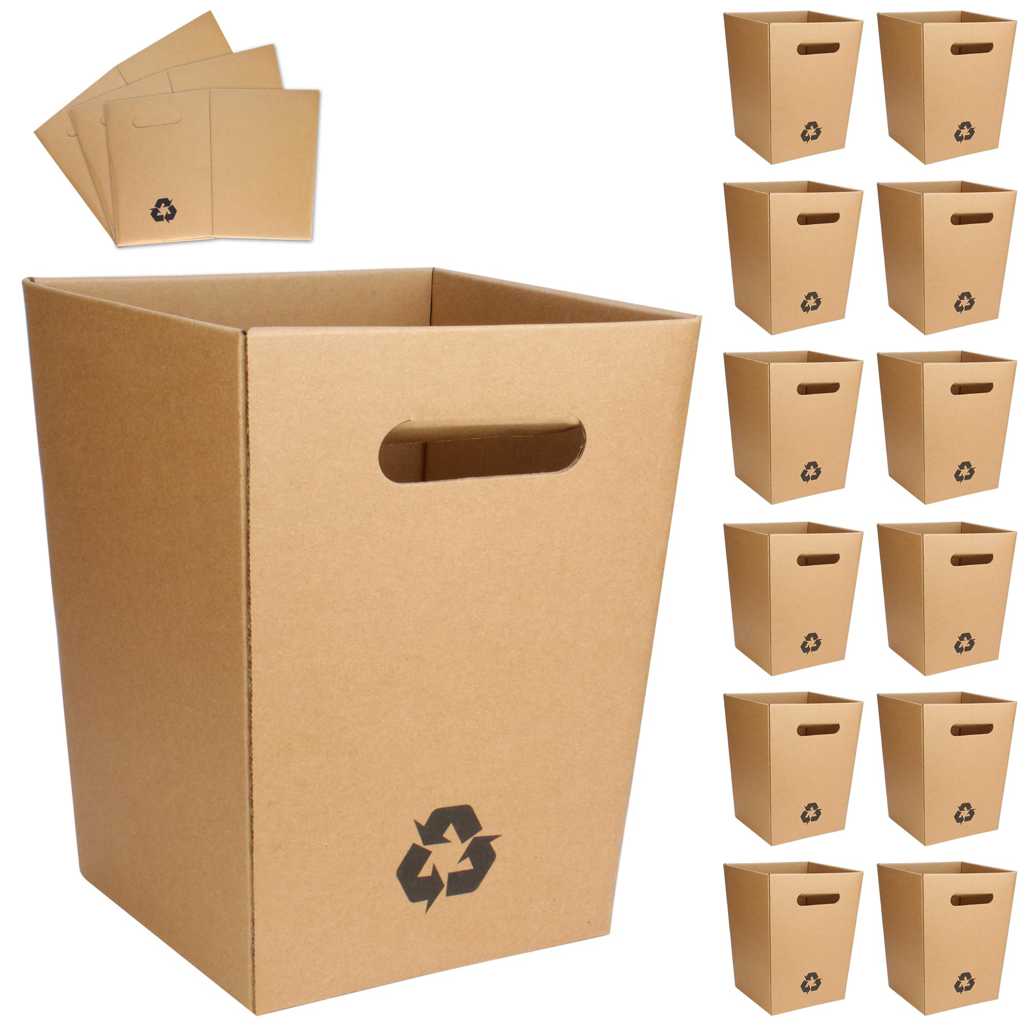 ideaglass Disposable and Reusable Corrugated Cardboard Trash Cans (12 Packs)