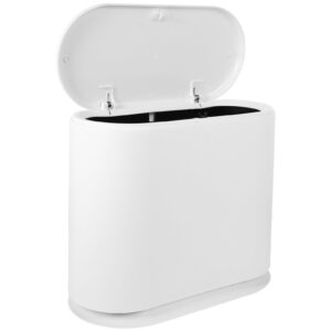 Homoyoyo Trash Can Garbage Can Bedroom Waste Bucket Garbage Bucket Rubbish Storage Can Trash Bin Slim Waste Bin Rubbish Can Garbage Storage Can Container White Office Household Plastic