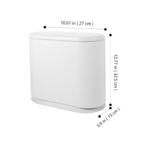 Homoyoyo Trash Can Garbage Can Bedroom Waste Bucket Garbage Bucket Rubbish Storage Can Trash Bin Slim Waste Bin Rubbish Can Garbage Storage Can Container White Office Household Plastic