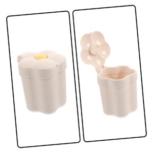 Cabilock 4pcs Storage Dust Basket Desktop Trash bin Garbage cans for Kitchen Recycle can Basket Trash can with lid Bins with lids Tiny Trash can White Miniature Office Trash Basket Plastic