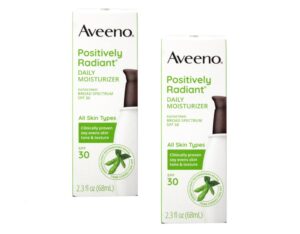 2 pack - aveeno positively radiant daily face moisturizer spf 30, 2.3 fl. oz.