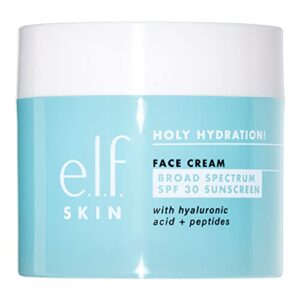 e.l.f. holy hydration! face cream, broad spectrum spf 30 sunscreen, moisturizes & softens skin, quick-absorbing & ultra-hydrating, 1.8 oz