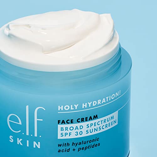 e.l.f. Holy Hydration! Face Cream, Broad Spectrum SPF 30 Sunscreen, Moisturizes & Softens Skin, Quick-Absorbing & Ultra-Hydrating, 1.8 Oz