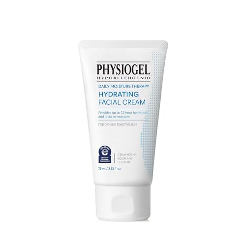 Physiogel Hydrating Facial Cream Moisturizer, Provides 72 hrs of Hydration for Normal to Dry Sensitive Skin, Fragrance Free, Strengthens Skin Barrier, Face Cream for Men & Women, Ceramide, Squalane