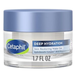 cetaphil deep hydration skin restoring water gel with hyaluronic and polygutamic acid, face moisturizer, 72 hour hydration, for dry, dehydrated sensitive skin, fragrance free, 1.7 oz, fragrance free