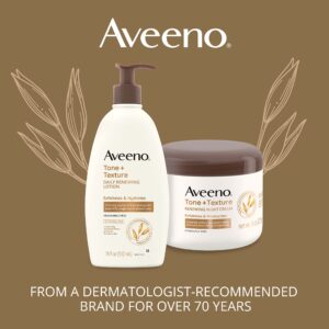 Aveeno Tone + Texture Renewing Body Night Cream With Prebiotic Oat, Gently Exfoliates & Moisturizes Sensitive Skin, Instantly Softens & Smooths & Intensely Nourishes, Fragrance-Free, 8 oz