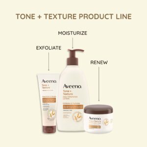 Aveeno Tone + Texture Renewing Body Night Cream With Prebiotic Oat, Gently Exfoliates & Moisturizes Sensitive Skin, Instantly Softens & Smooths & Intensely Nourishes, Fragrance-Free, 8 oz