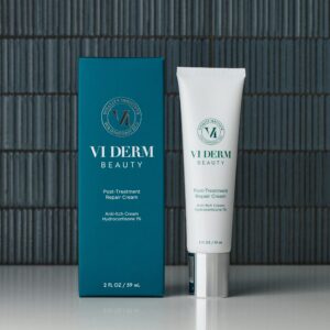 VI DERM Post-Treatment Repair Cream with Moisturizing Shea Butter, Redness Relieving Colloidal Silver, and Calming Bisabolol, 2 Oz / 59 g