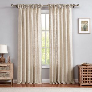 central park linen tie top curtain semi sheer window treatment linen cotton blend decorative for living room drape 84 inch length treatment for bedroom farmhouse rustic curtain, linen, 1 panel