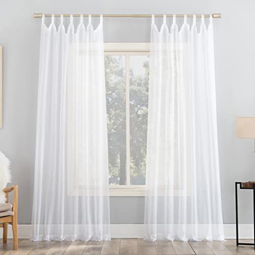 No. 918 Emily Sheer Voile Tab Top Curtain Panel, 59" x 84", White