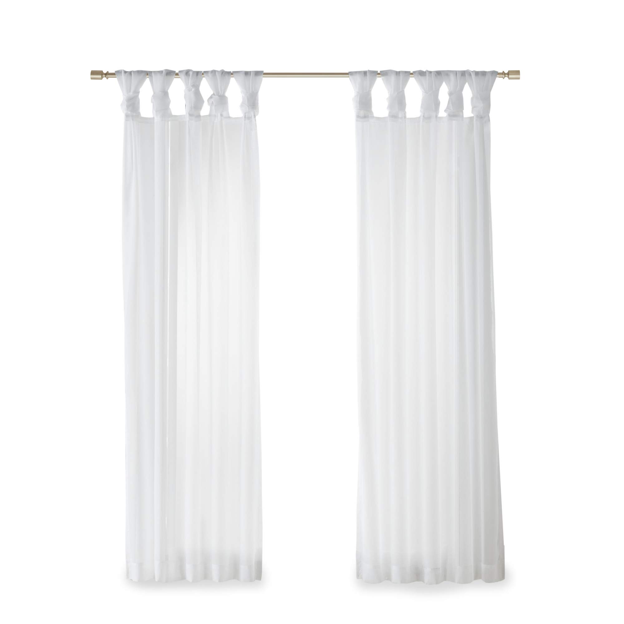 Madison Park Ceres DIY Twisted Tab Sheer Curtain, PAIR PANELS, Lightweight Window Treatment, Voile Privacy, Light Filtering Drape for Bedroom and Apartment, 50 in x 84 in, White 2 Piece